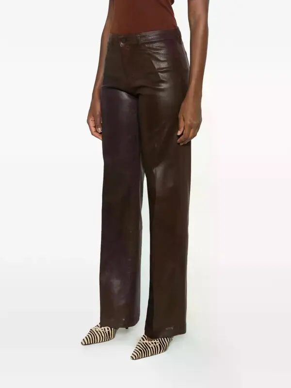 L'Agence Coated Wide-leg Trousers