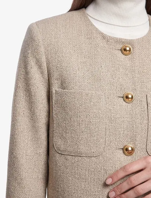Koton Boxy Fit Crew Neck Long Sleeve Blazer With Pockets