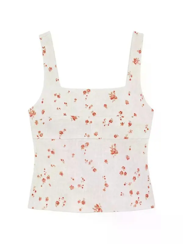 REFORMATION Clarence Floral-print Top - Neutrals