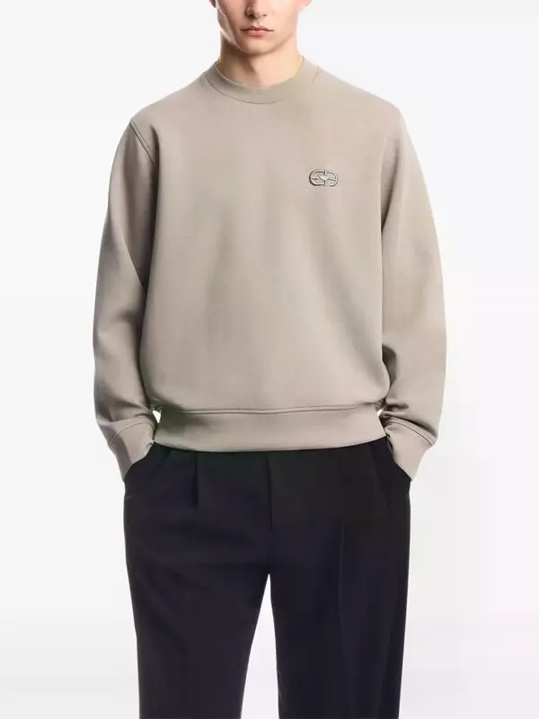 Emporio Armani Sweatshirt Essential In Cotton Double Jersey - Neutrals