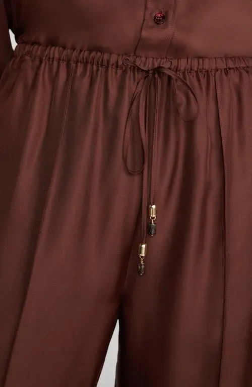 FRAME The Pintuck Wide Leg Silk Lounge Pants