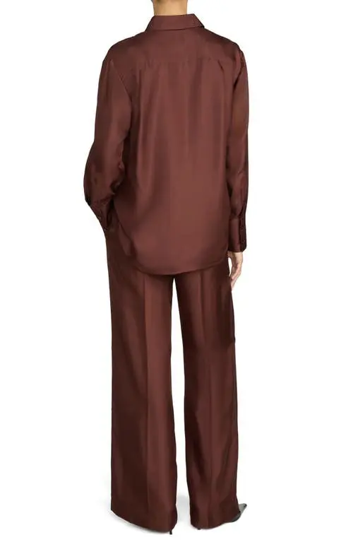 FRAME The Pintuck Wide Leg Silk Lounge Pants