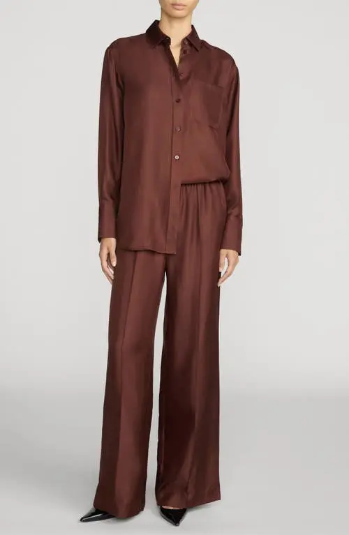FRAME The Pintuck Wide Leg Silk Lounge Pants