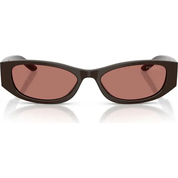 Prada Pr D22s 54mm Rectangular Sunglasses - Cigar/bordeaux