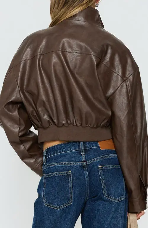 Princess Polly Ace Player Funnel Neck Crop Faux Leather Jacket