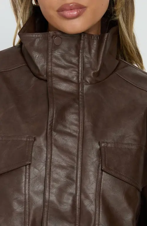 Princess Polly Ace Player Funnel Neck Crop Faux Leather Jacket