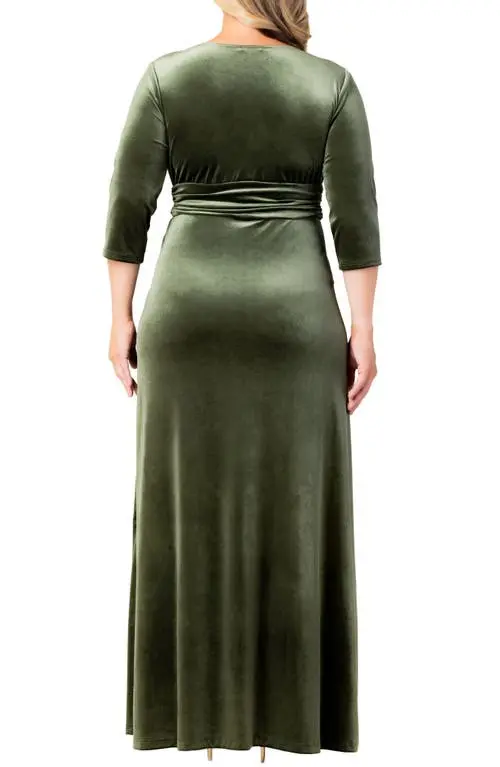 KIYONNA Versailles Velvet Evening Gown - Olive