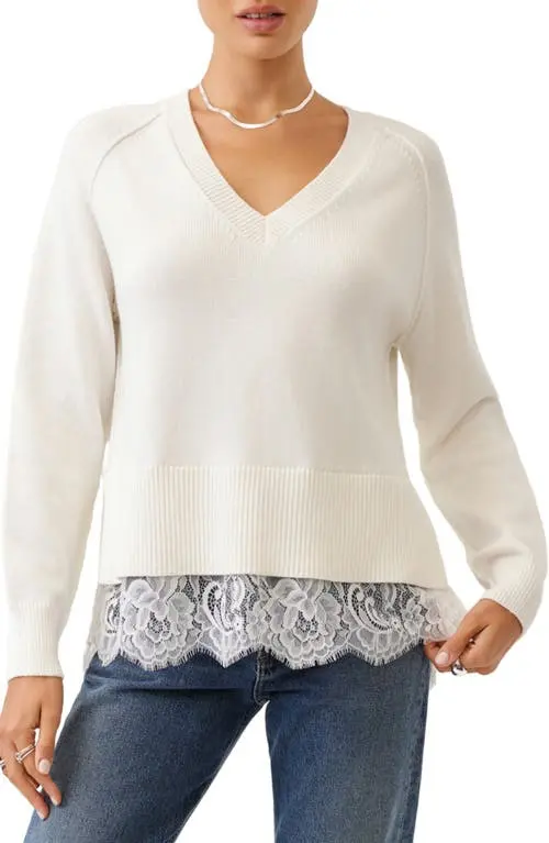 Fifteen Twenty Camila Lace Layered Sweater - Cream