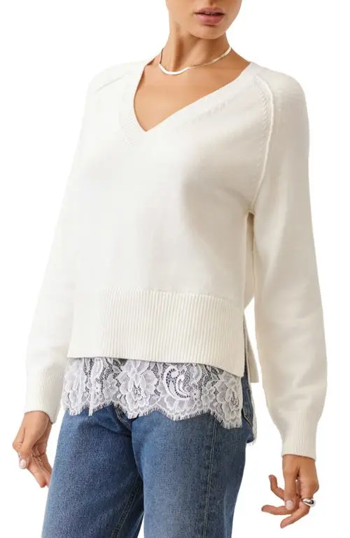 Fifteen Twenty Camila Lace Layered Sweater