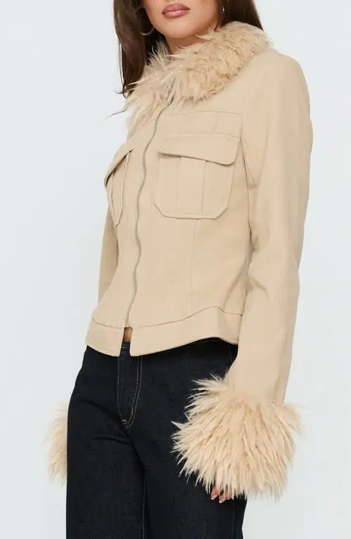 Princess Polly Nindie Faux Fur Contrast Jacket