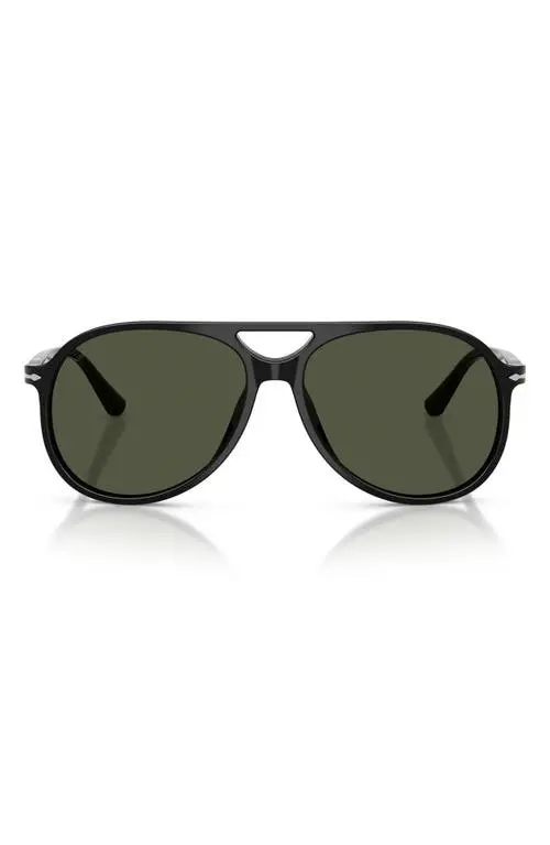 Persol Walter 60mm Pilot Sunglasses - Black/green