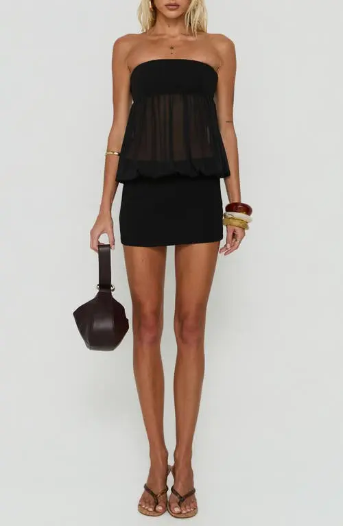 Princess Polly Howland Strapless Sheer Blouson Minidress - Black