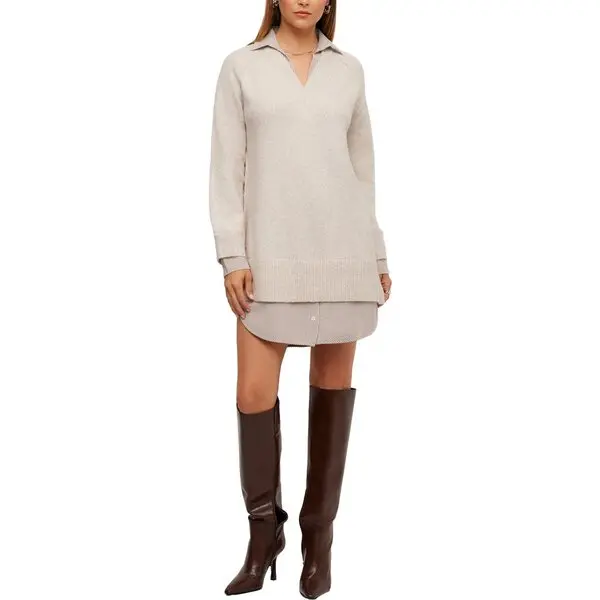 Fifteen Twenty Carrie Mixed Media Minidress - Bone