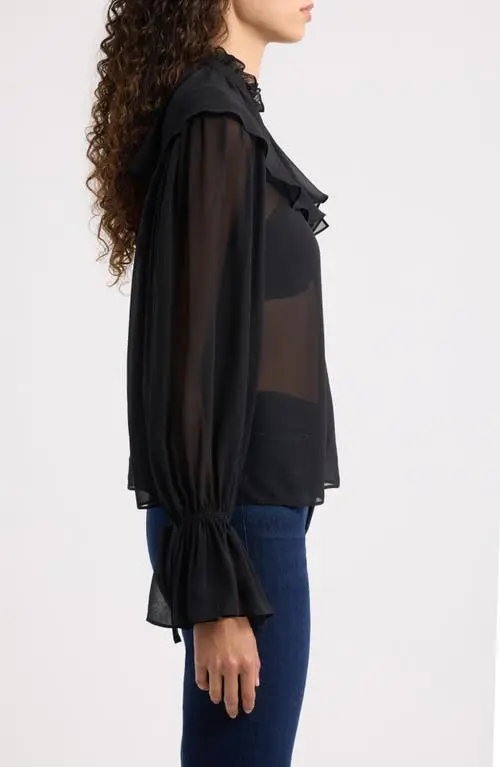 FRAME Soire Silk Ruffled Top