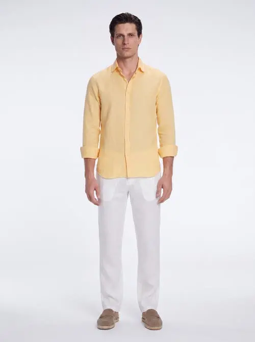 MOEVA Harry Linen Shirt Spread Collar - Yellow