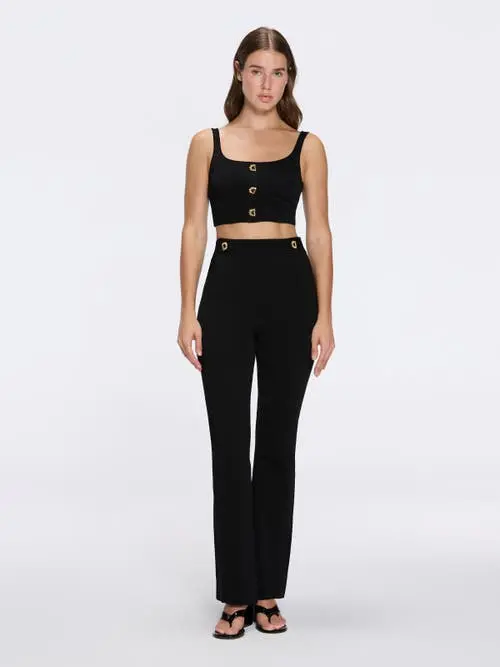 MOEVA Colette Knitted High Waisted Wide-leg Pant - Black