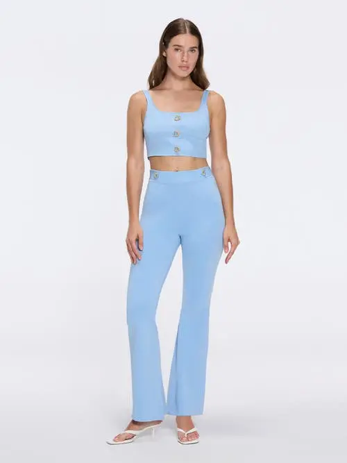 MOEVA Colette Knitted High Waisted Wide-leg Pant - Blue