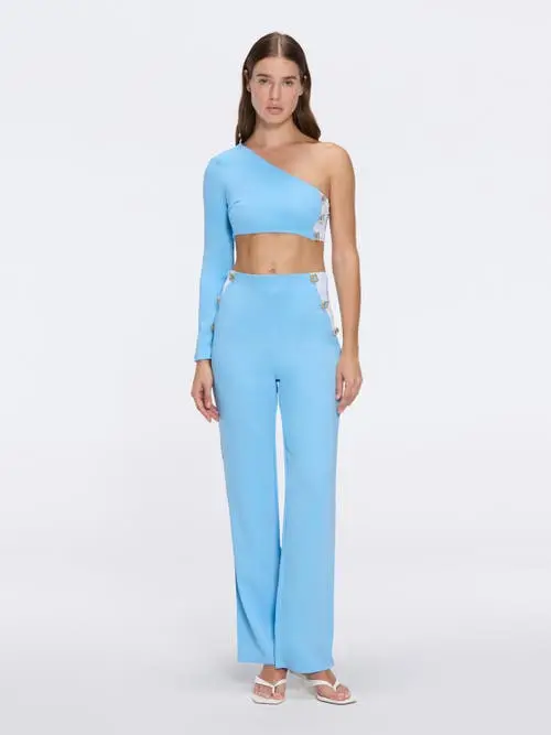 MOEVA Evangeline High-waist Straight-leg Pants - Blue