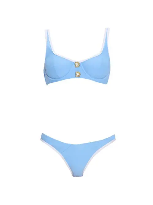 MOEVA Irene Mid Coverage Bikini Bottom - Blue