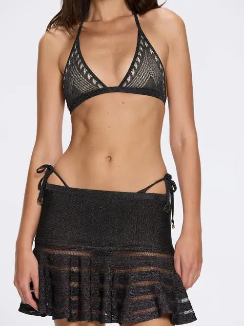 MOEVA Eze Metallic Knit High-waist Mini Skirt - Black