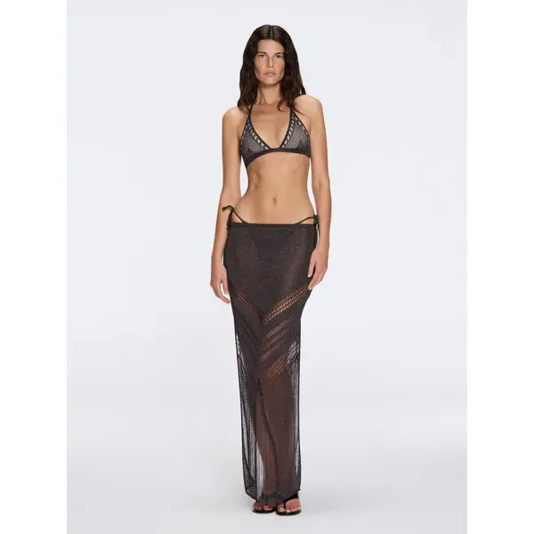 MOEVA Mercantour Metallic Knit High-waist Maxi Skirt - Black