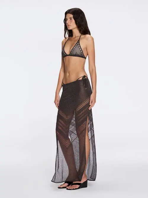 MOEVA Mercantour Metallic Knit High-waist Maxi Skirt - Black