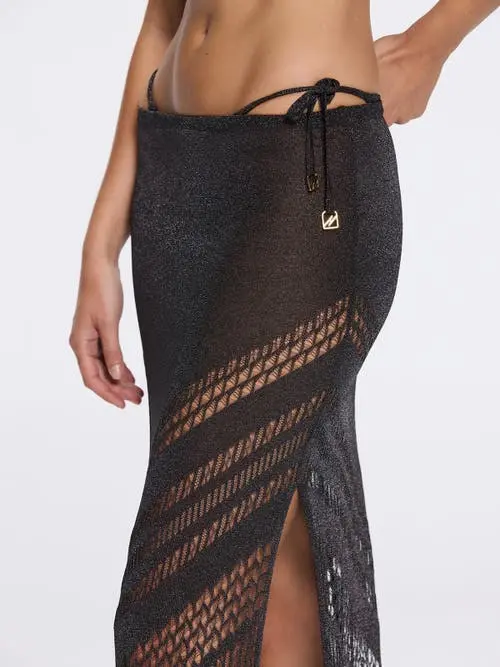 MOEVA Mercantour Metallic Knit High-waist Maxi Skirt - Black