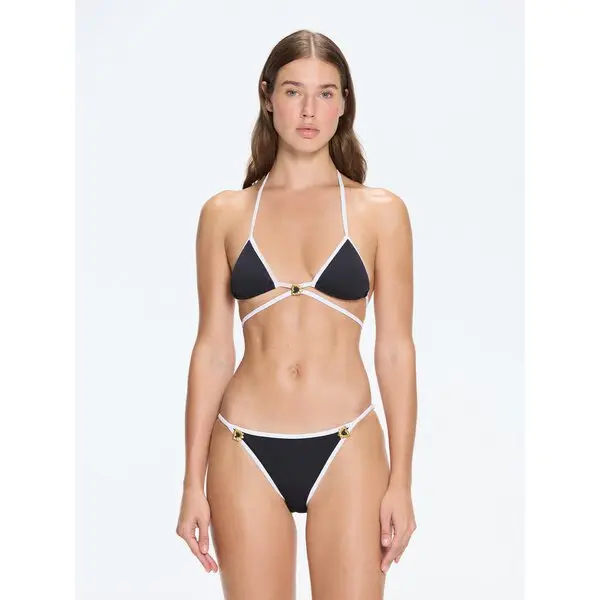 MOEVA Cobie Triangle Gold Detail Bikini Top - Black