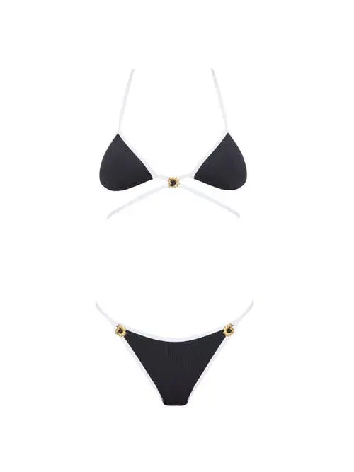 MOEVA Cobie Triangle Gold Detail Bikini Top - Black