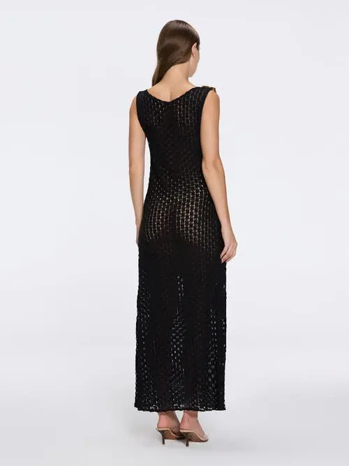 MOEVA Angles High-neck Maxi Dress With Tie-side And Gold Detail