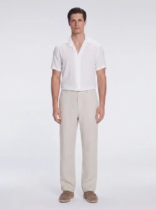 MOEVA Adrian Linen Straight-leg Pants - Open Beige
