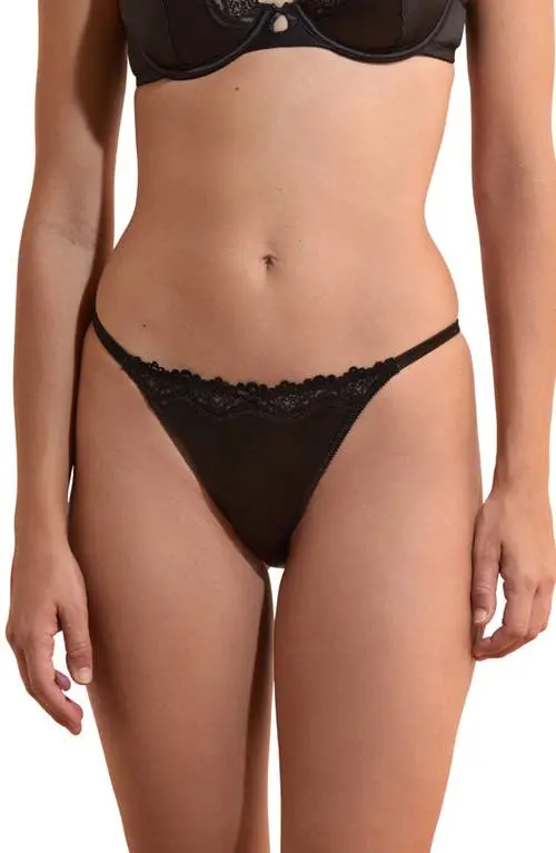 ETAM Chuchotee Lace Trim Satin Panties - Black