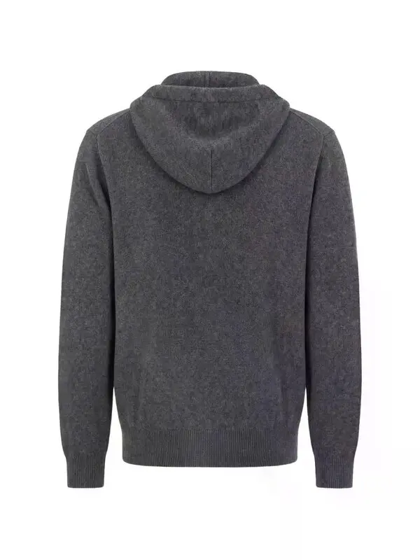 THE (ALPHABET) Zip-up Cashmere Hoodie - Grey