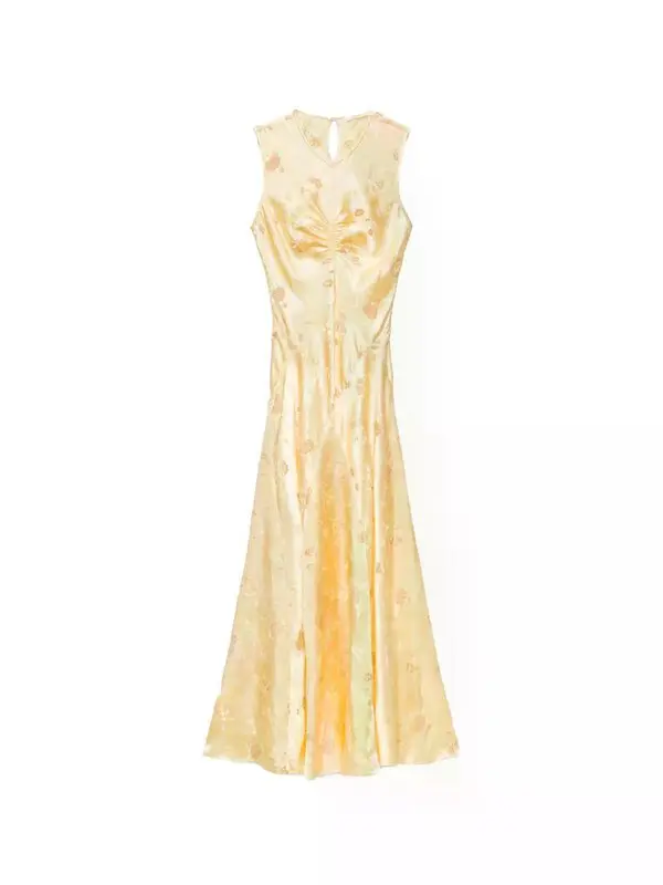 DÔEN Ginette Floral-jacquard Maxi Dress - Yellow