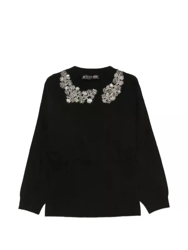 Chiara Boni La Petite Robe Crystal-embellished Three-quarter Sleeve Sweater