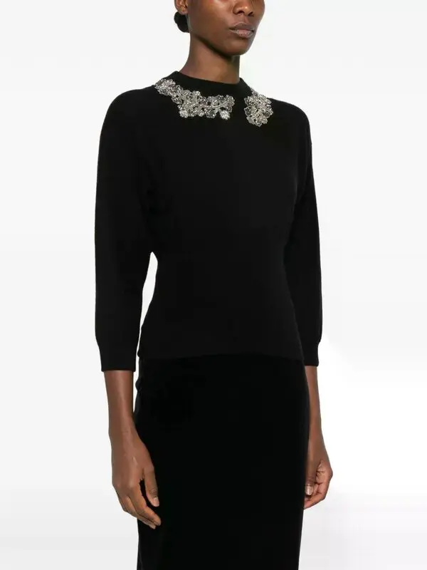 Chiara Boni La Petite Robe Crystal-embellished Three-quarter Sleeve Sweater