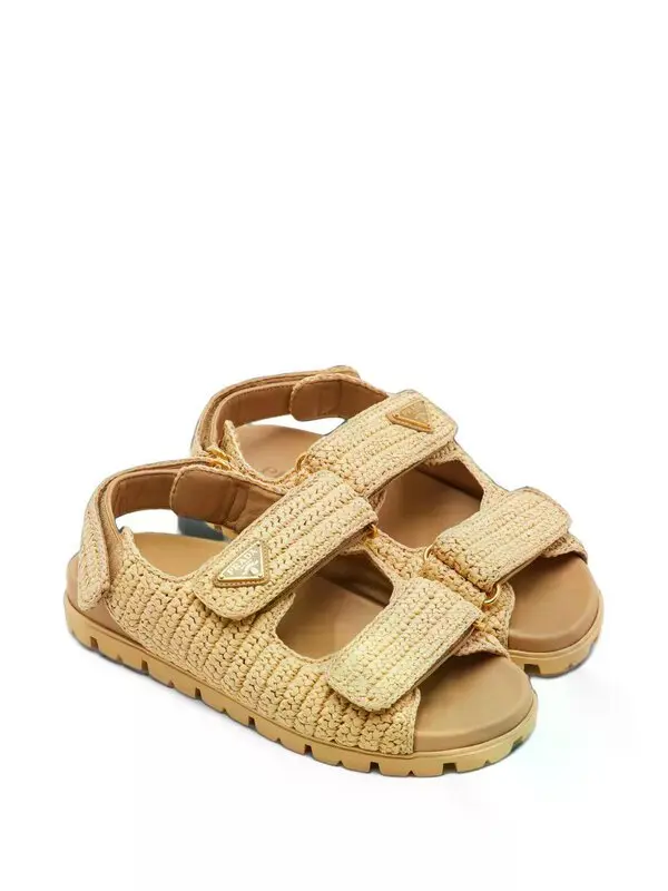 Prada Triangle Logo Crochet Sandals