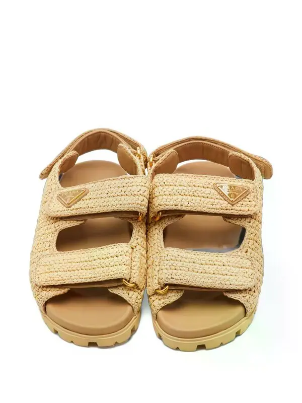 Prada Triangle Logo Crochet Sandals