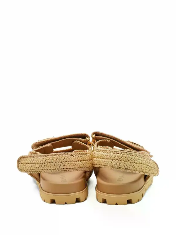 Prada Triangle Logo Crochet Sandals