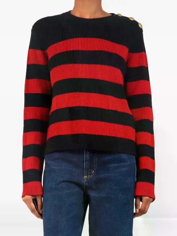 Red Valentino Striped Button-detail Sweater