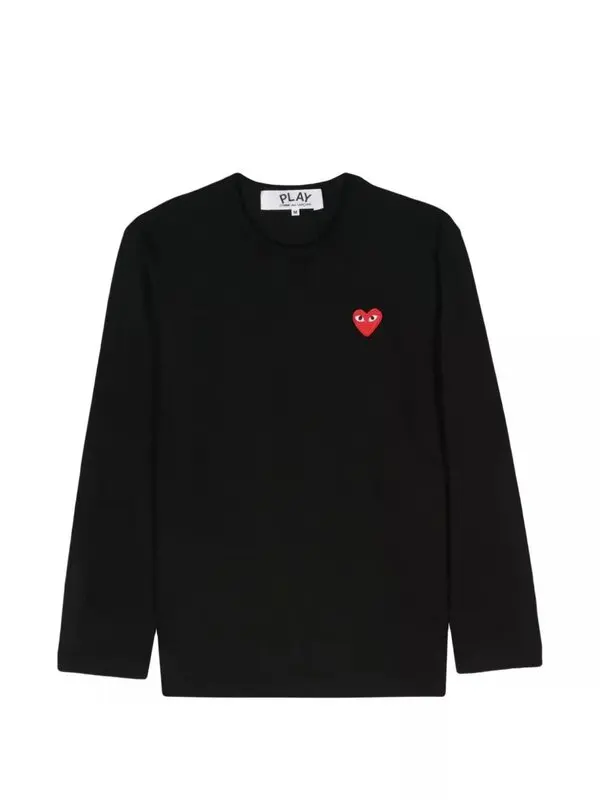 Comme Des Garçons Heart-patch Long-sleeve T-shirt - Black