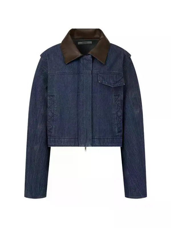 STUDIO TOMBOY Pinstripe-pattern Contrast-collar Jacket