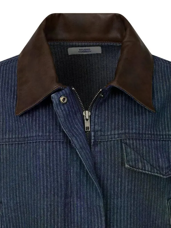 STUDIO TOMBOY Pinstripe-pattern Contrast-collar Jacket
