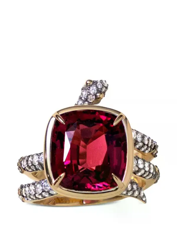 Monica Rich Kosann Never Fear Rhodolite Garnet And Diamond Ring - Gold