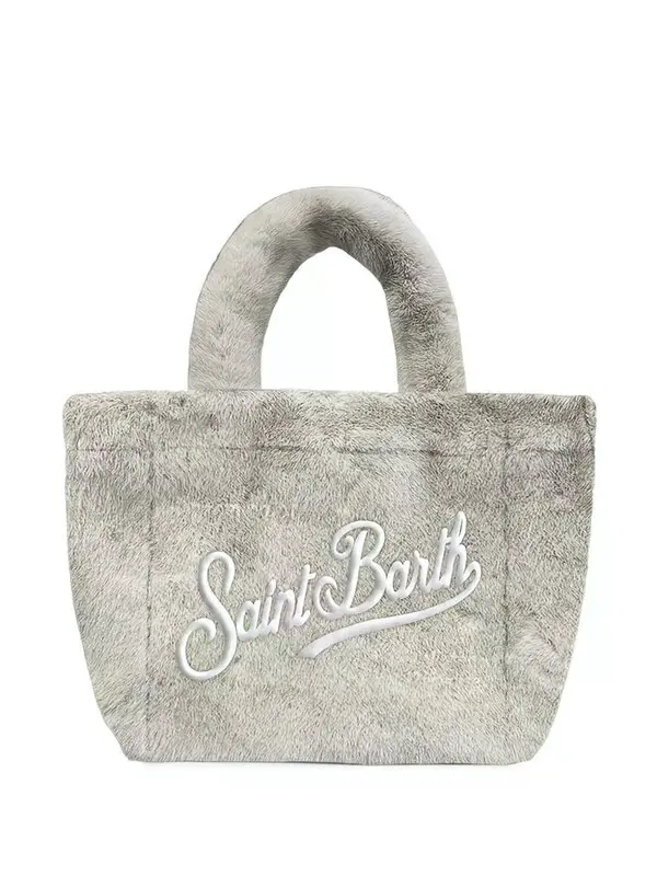MC2 SAINT BARTH Mini Vanity Soft Bag In Faux Fur With Logo Embroidery - Grey
