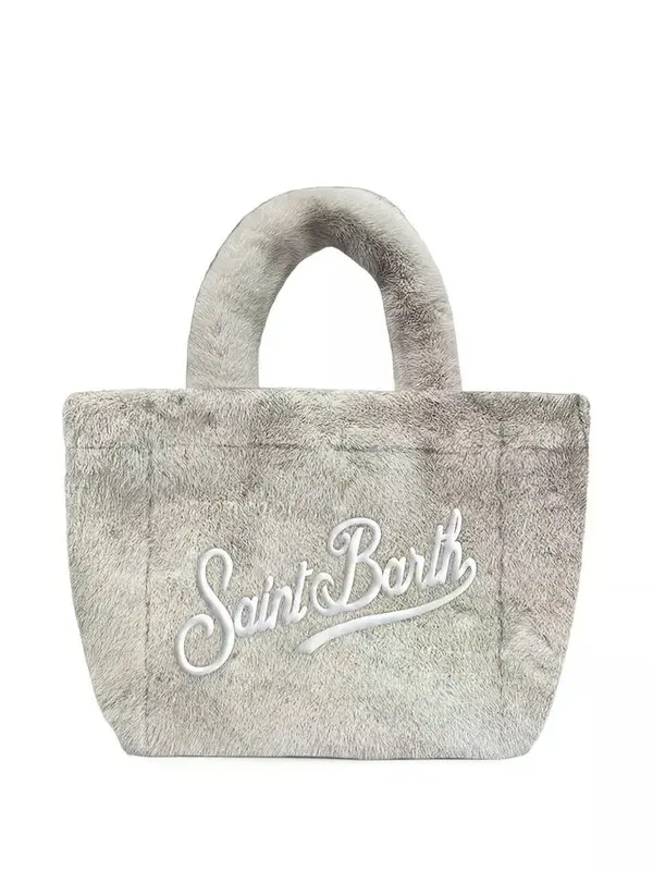 MC2 SAINT BARTH Mini Vanity Soft Bag In Faux Fur With Logo Embroidery