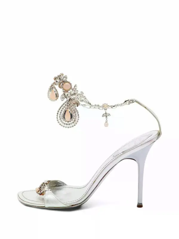 Rene Caovilla Crystal-embellished Ankle-strap Sandals - Silver