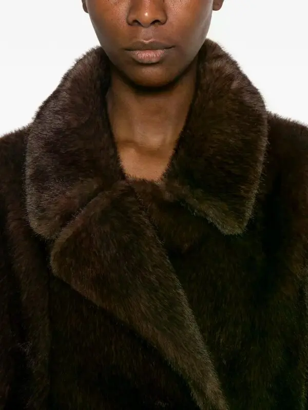 SWORD 6644 Double-breasted Faux-fur Coat