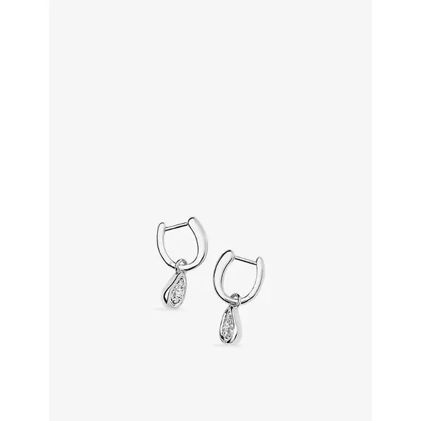 MISSOMA Molten Teardrop Pavé Charm Sterling -plated Brass Hoop Earrings - Silver