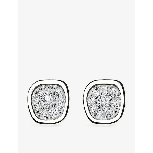 MISSOMA Molten Soft Square Pavé Sterling -plated Brass Stud Earrings